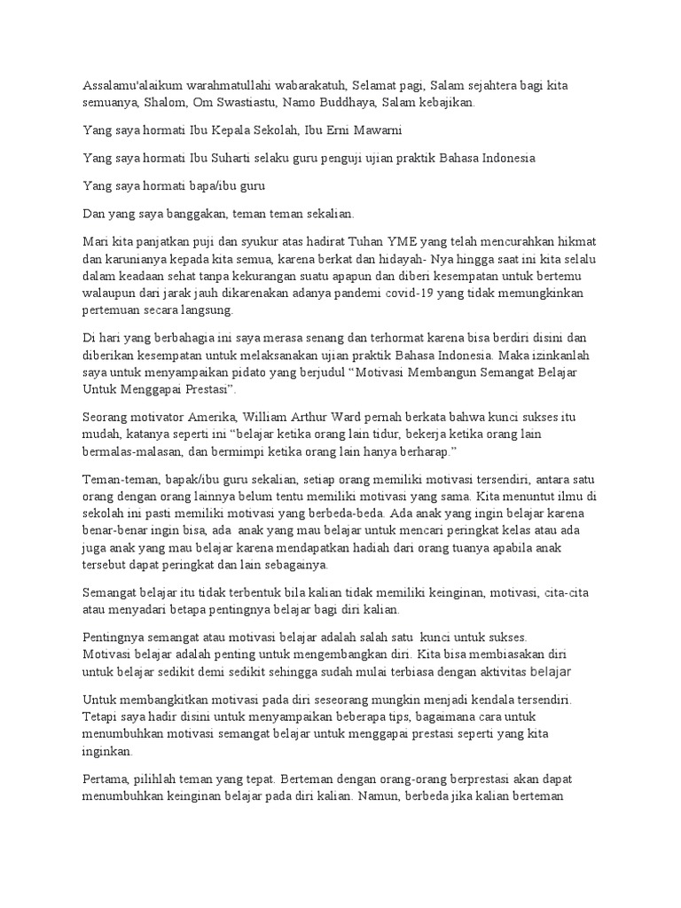 Teks Pidato Bahasa Indonesia | PDF