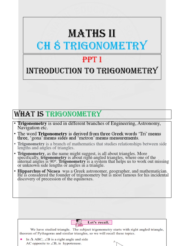 Trigonometry PPT 1 | PDF