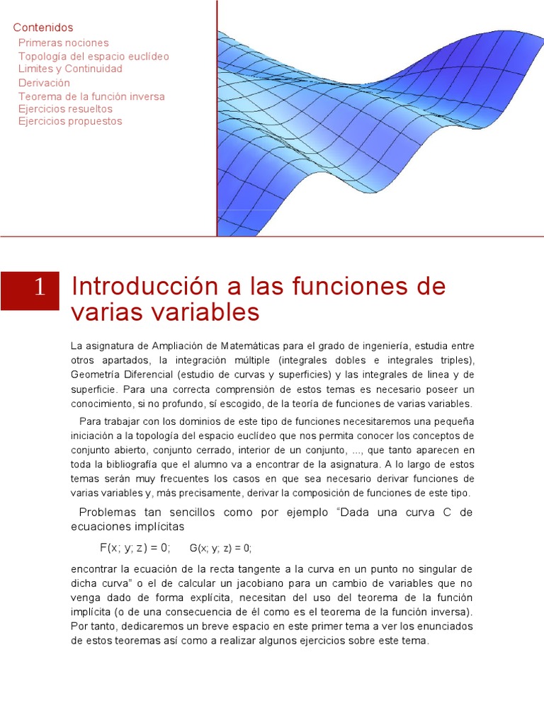 1 Introducción a las funciones de varias variables | PDF | Integral | Curva