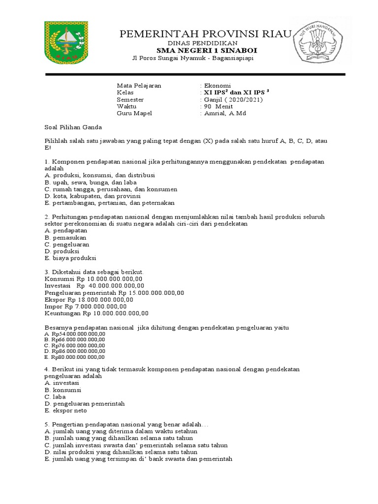 Soal Ekonomi Kelas XI | PDF