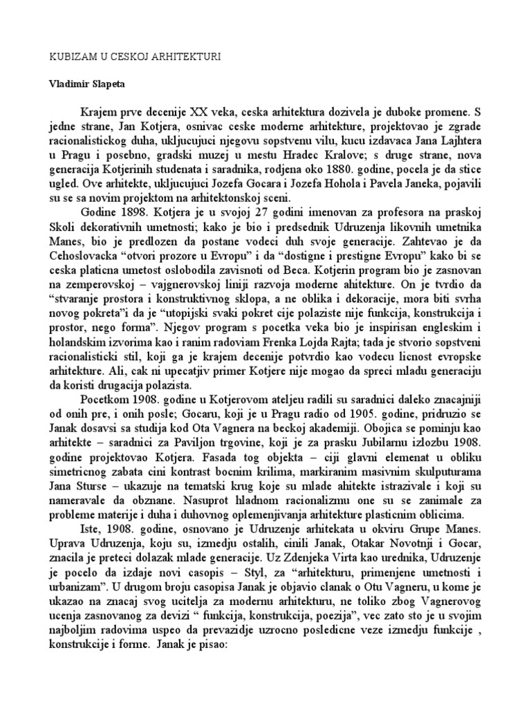 Kubizam U Ceskoj Arhitekturi | PDF