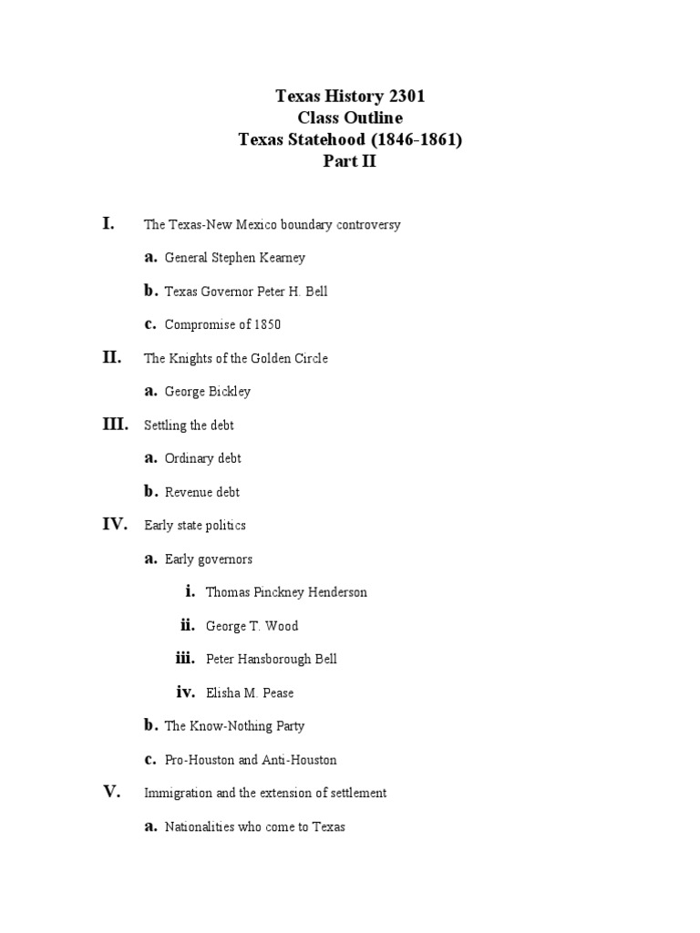 Texas Statehood and Early Politics | PDF | History