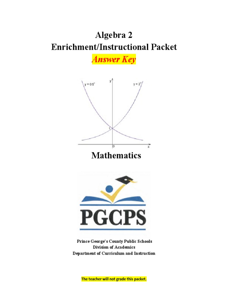Algebra 2 Enrichment Packet - Answer Key | PDF | Factorization | Polynomial