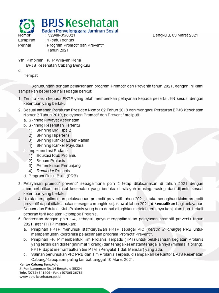 Program Promotif dan Preventif 2021 | PDF