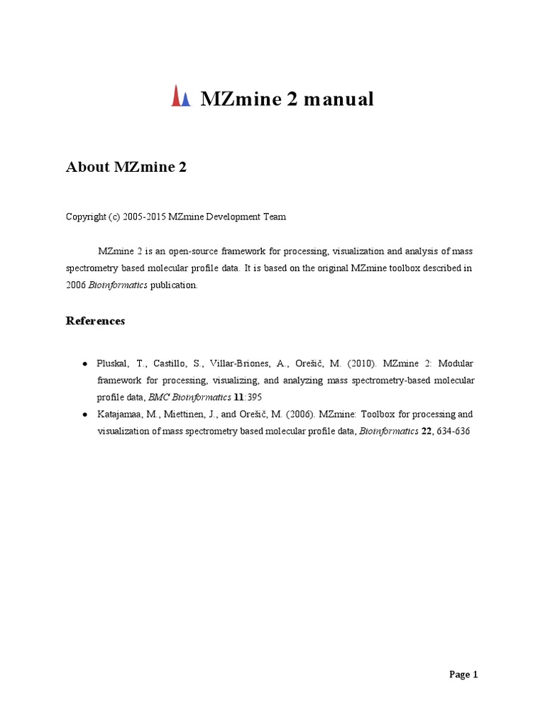 Mzmine 2 Manual | PDF | Tandem Mass Spectrometry | Command Line Interface