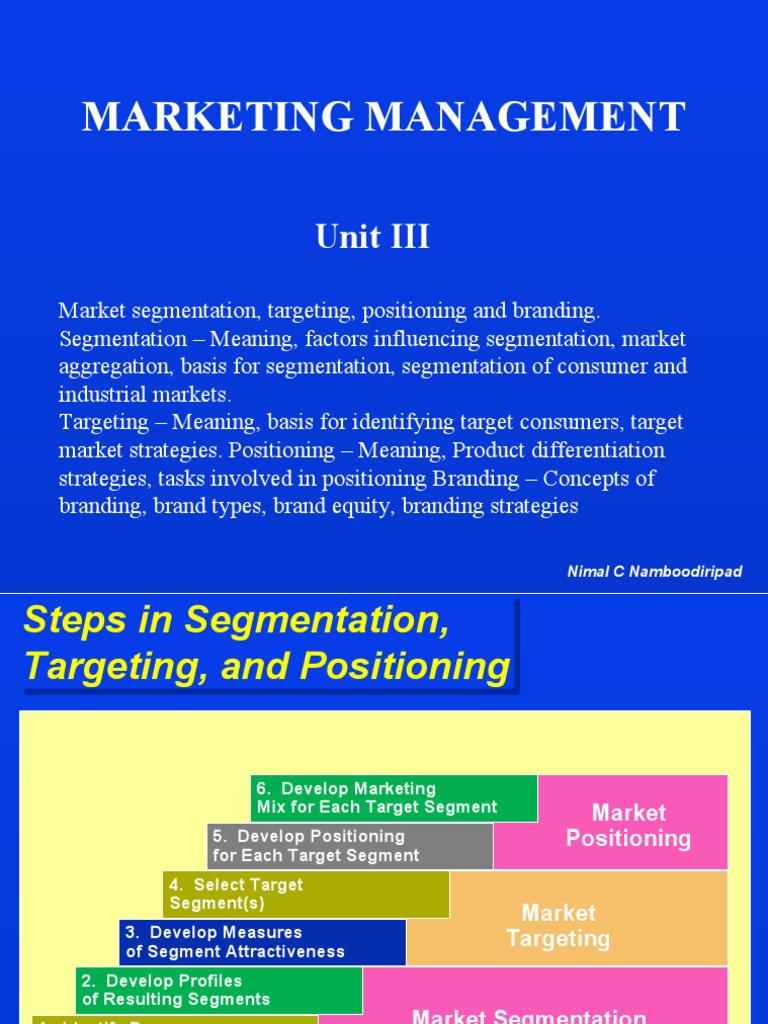 Marketing Management: Unit III | PDF | Market Segmentation | Brand