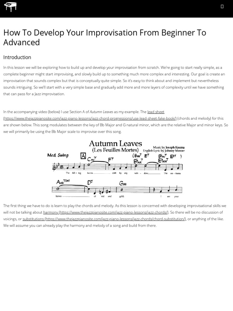 How To Develop Your Improvisation From Beginner To Advanced | PDF ...