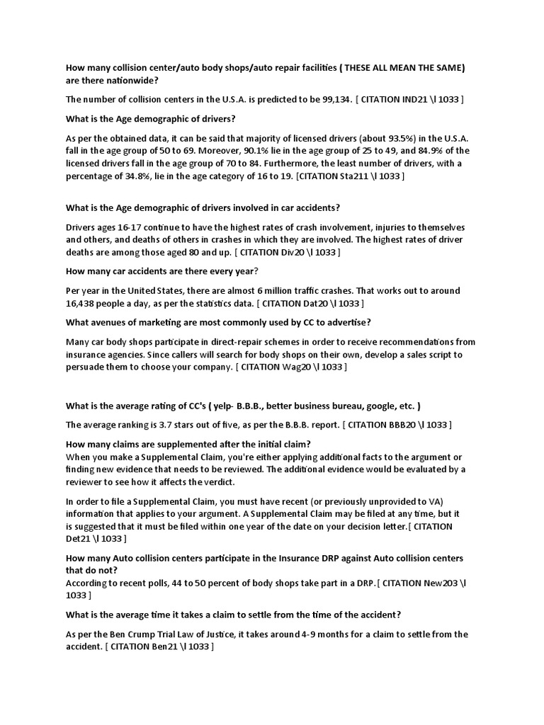 Car Auto Repair Research Questions | PDF | Traffic Collision | Vehicle ...