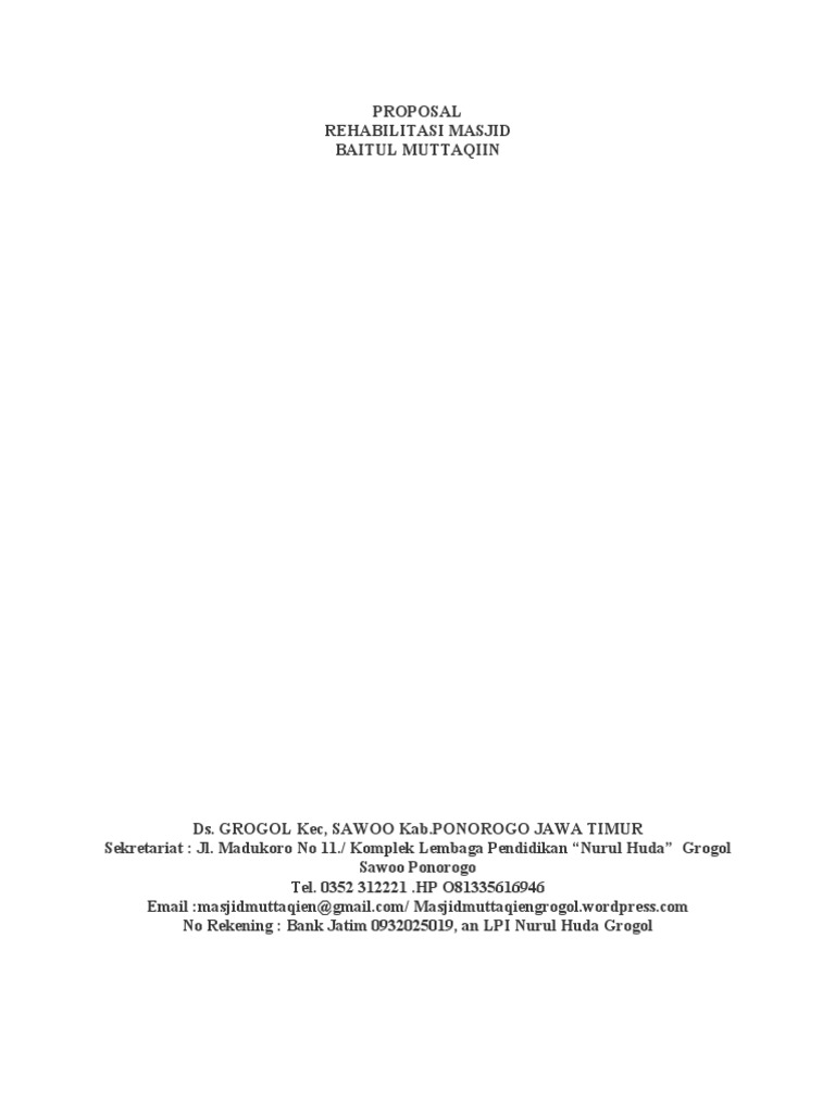 Contoh Proposal Rehab Mesjid | PDF