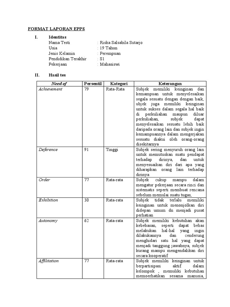 Format Laporan Epps | PDF