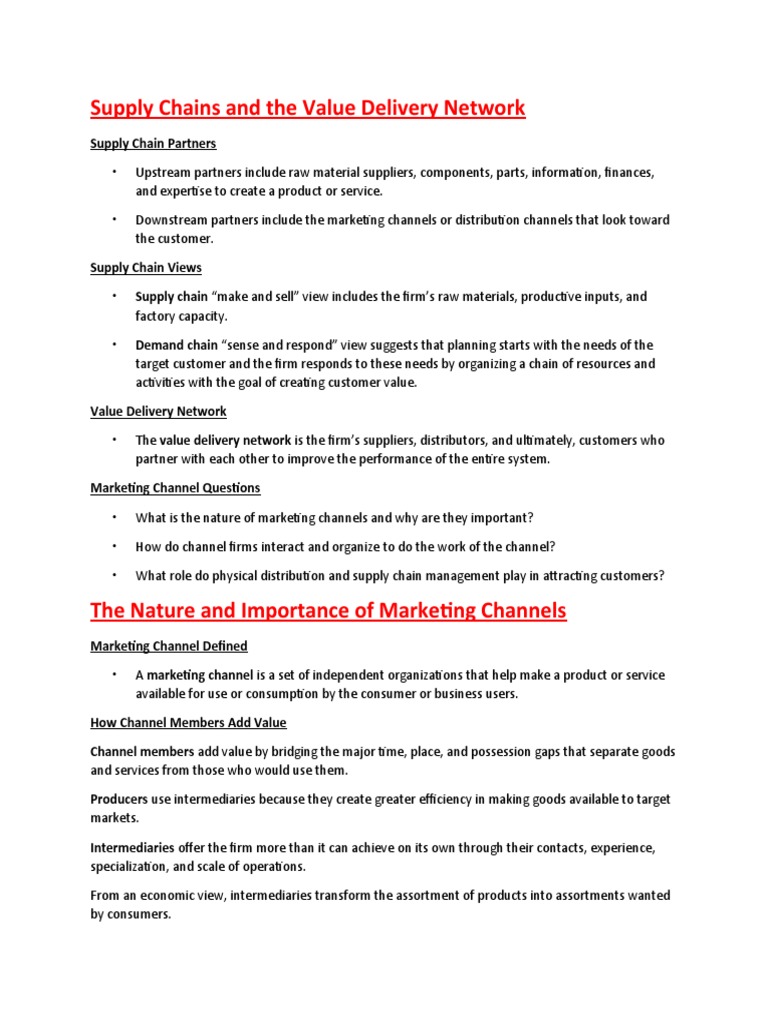 Supply Chains and The Value Delivery Network | PDF | Supply Chain ...