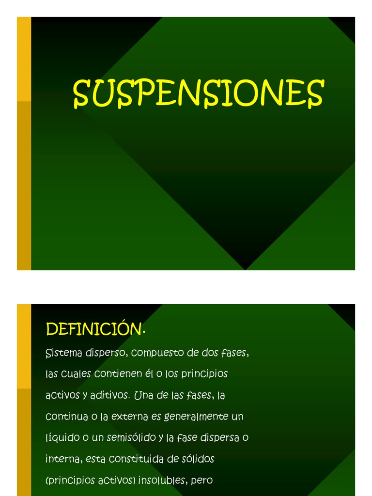 SUSPENSIONES | Suspensión (Química) | Coloide