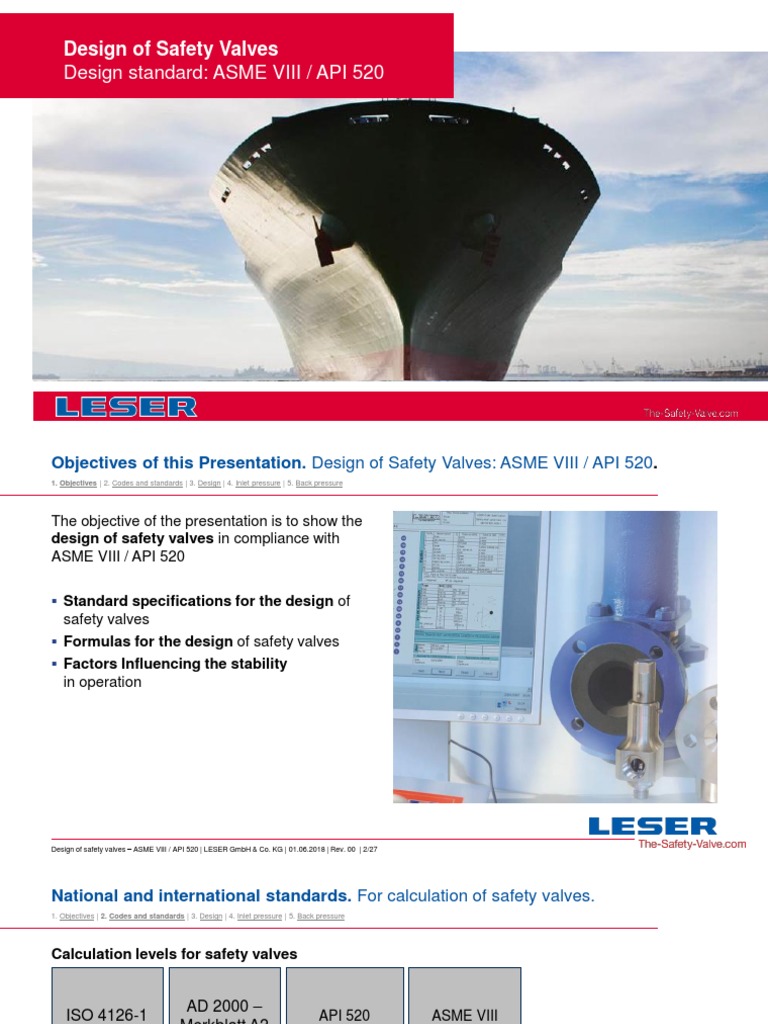 Design Standard: ASME VIII / API 520: Design of Safety Valves | PDF ...