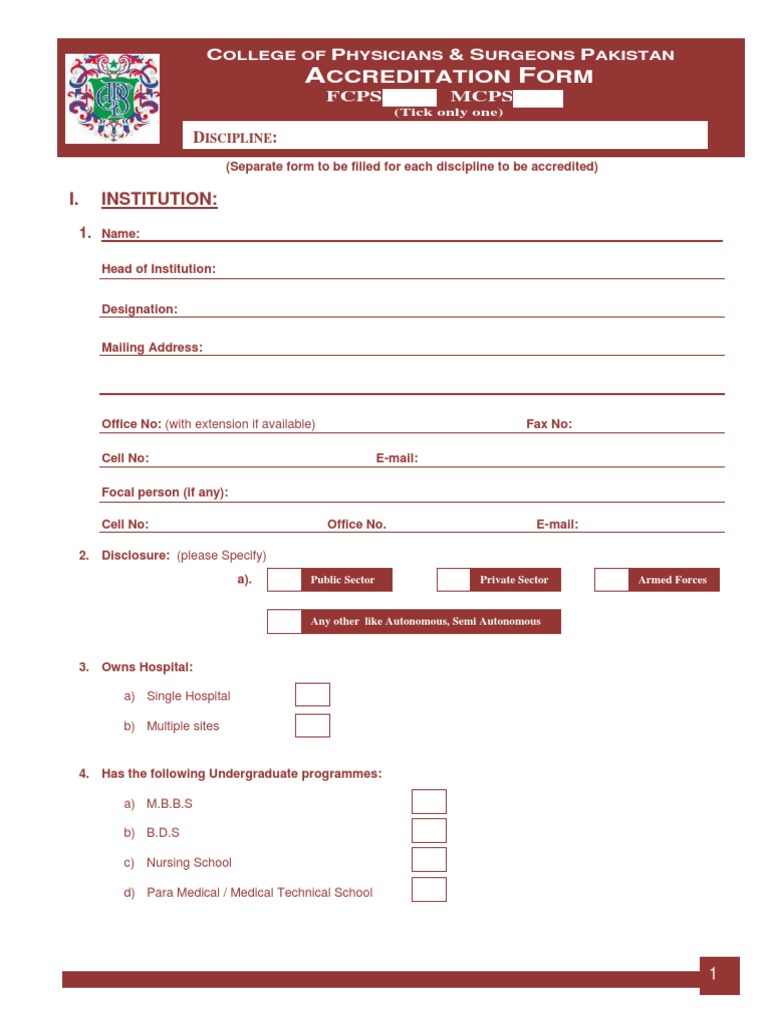 Accreditation Form 2020 | PDF | Residency (Medicine) | Health Sciences