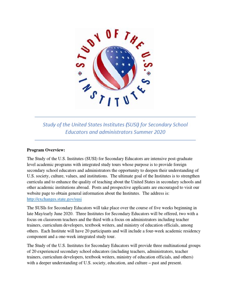 SUSI Educators Program Details Eng-2020 | PDF | Curriculum | Teaching
