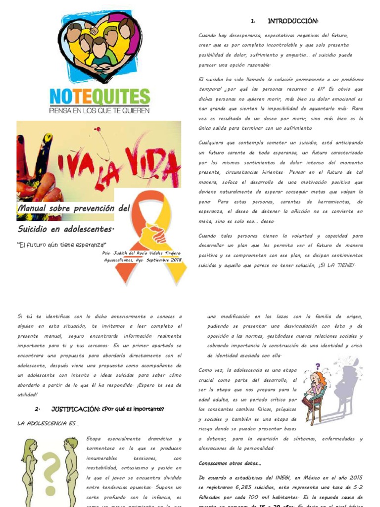 MANUAL Prevención Del Suicidio en Adolescentes | PDF | Suicidio ...