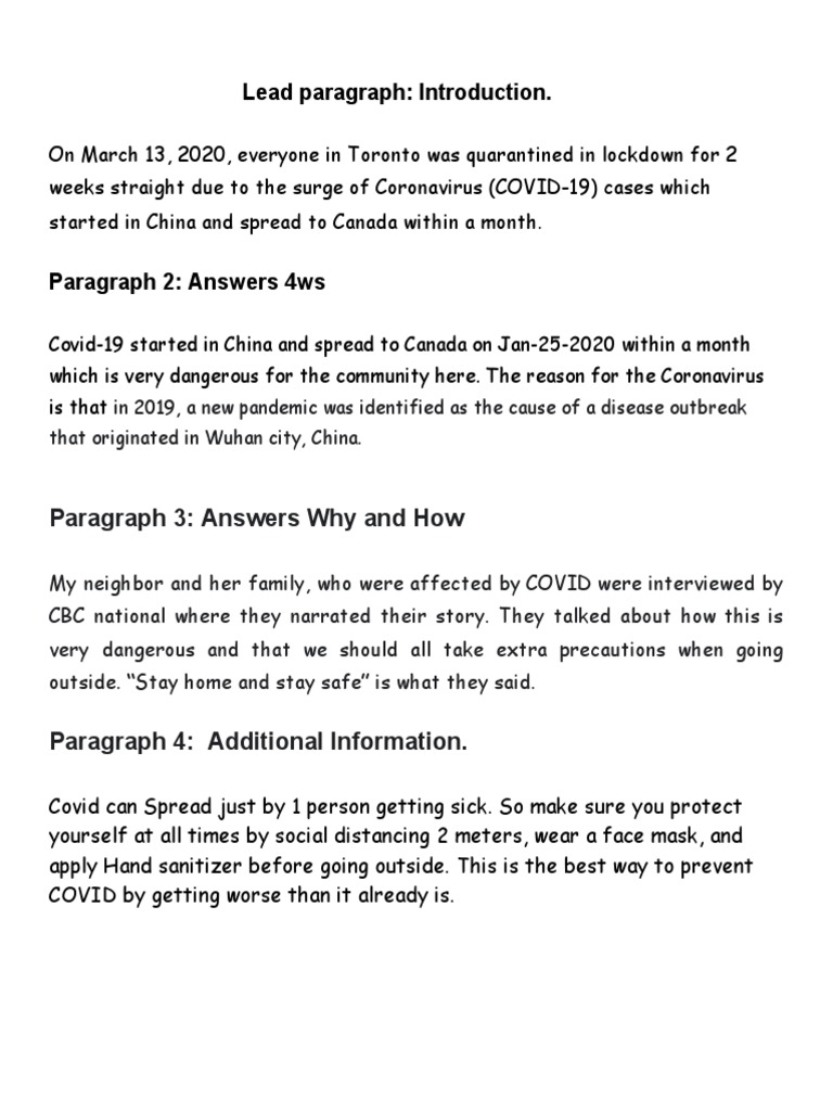 Lead Paragraph: Introduction.: Paragraph 3: Answers Why and How | PDF