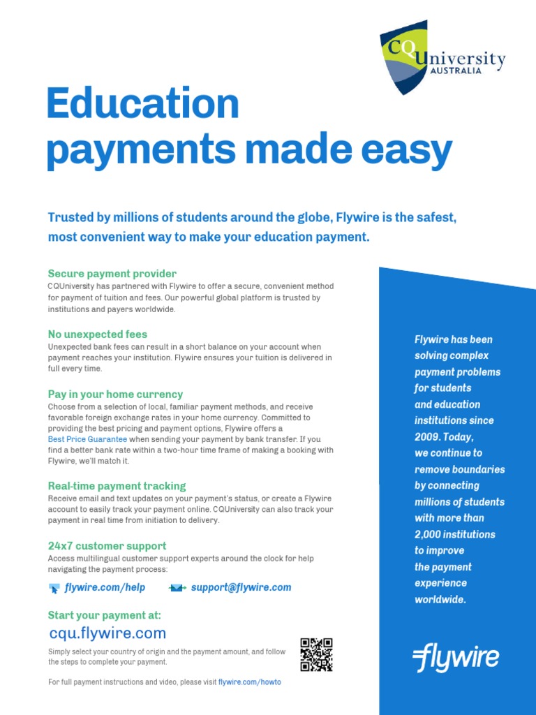 Flywire CQU - How To Pay Flyer - Mar 20 - New | PDF | Payments | Banking