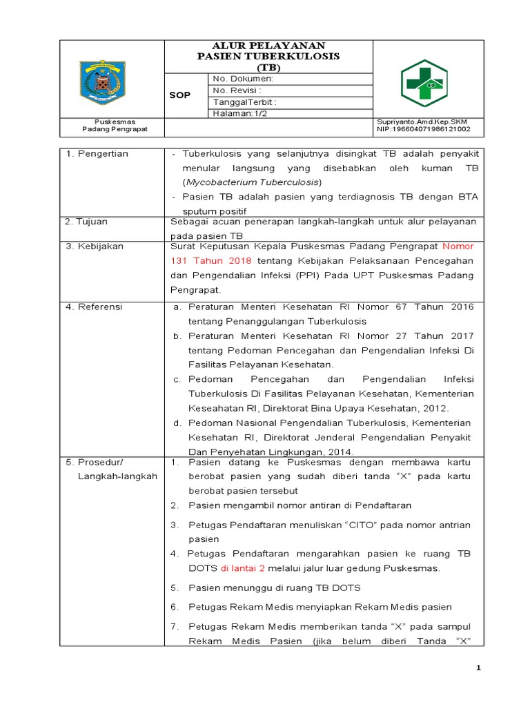 Sop Alur Pelayanan Pasien Tuberkulosis (TB) | PDF