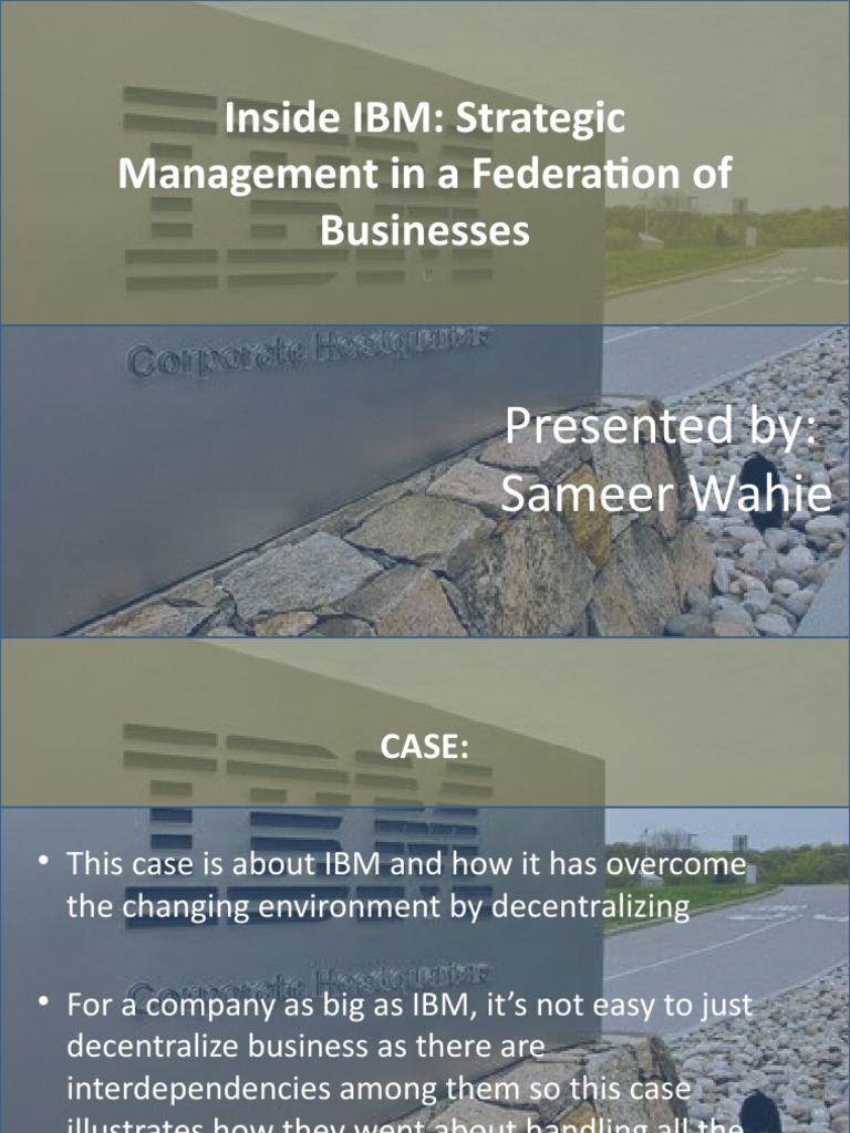 Inside IBM: Strategic Management in A Federation of Businesses | PDF ...