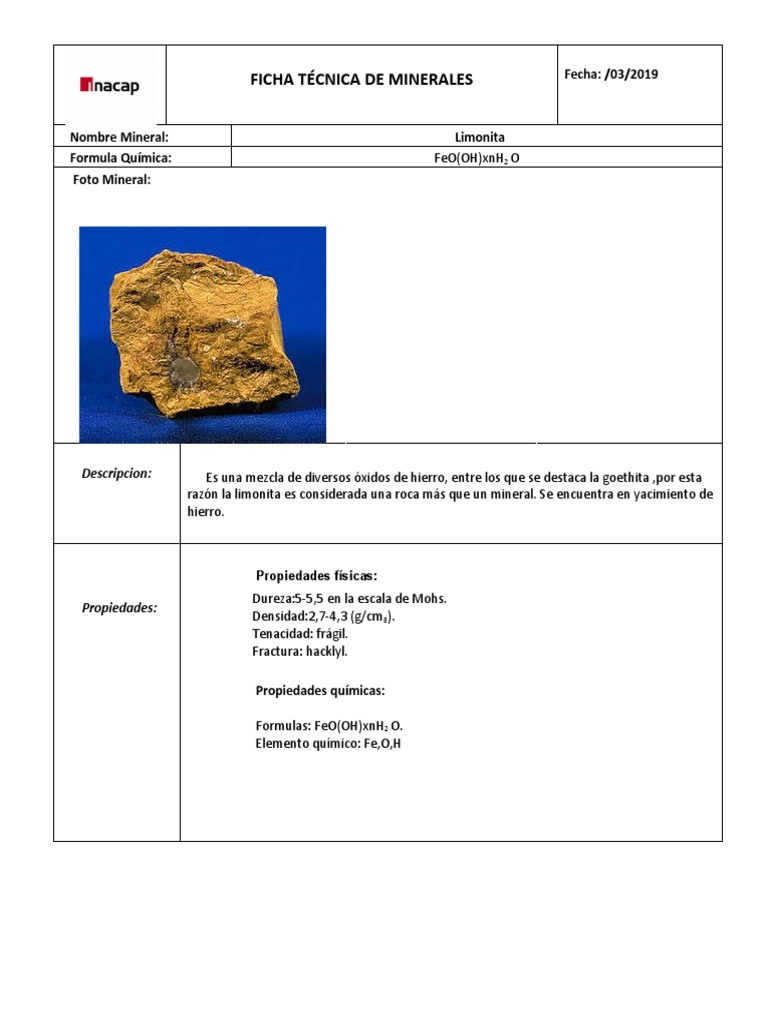 Limonita: Composición y Propiedades | PDF