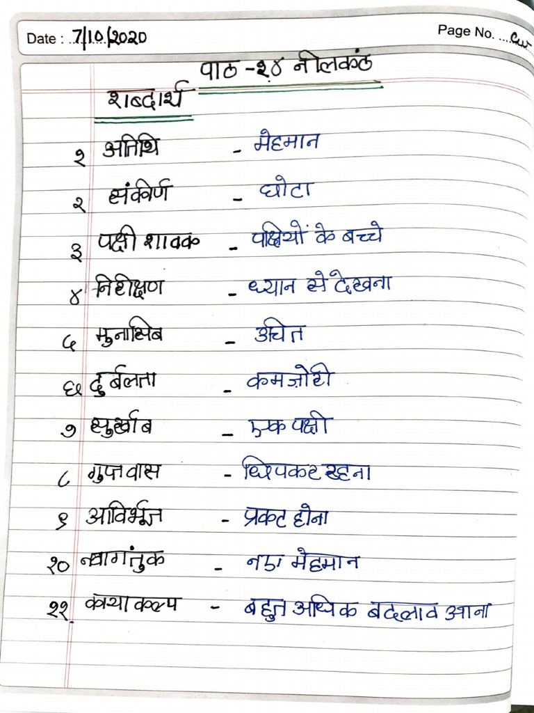 Hindi Word Meanings and Question Answers | PDF