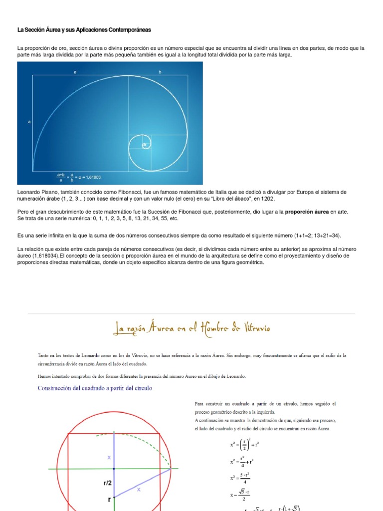 La Sección Áurea y Sus Aplicaciones | PDF