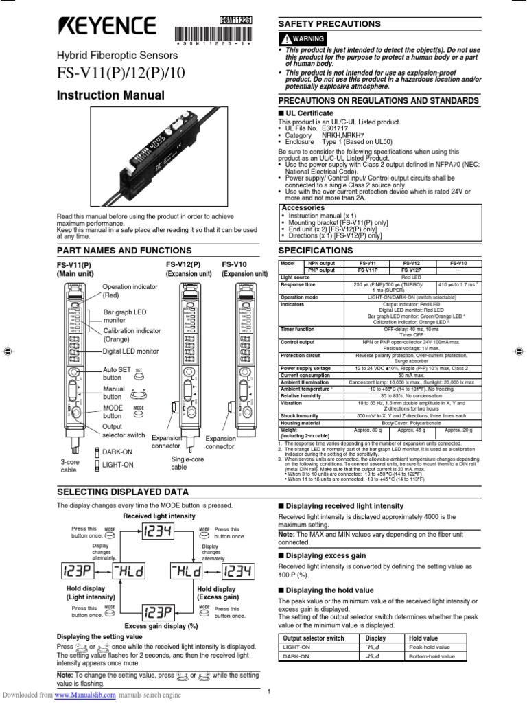 FS-V11 (P) /12 (P) /10: Instruction Manual | PDF | Power Supply ...