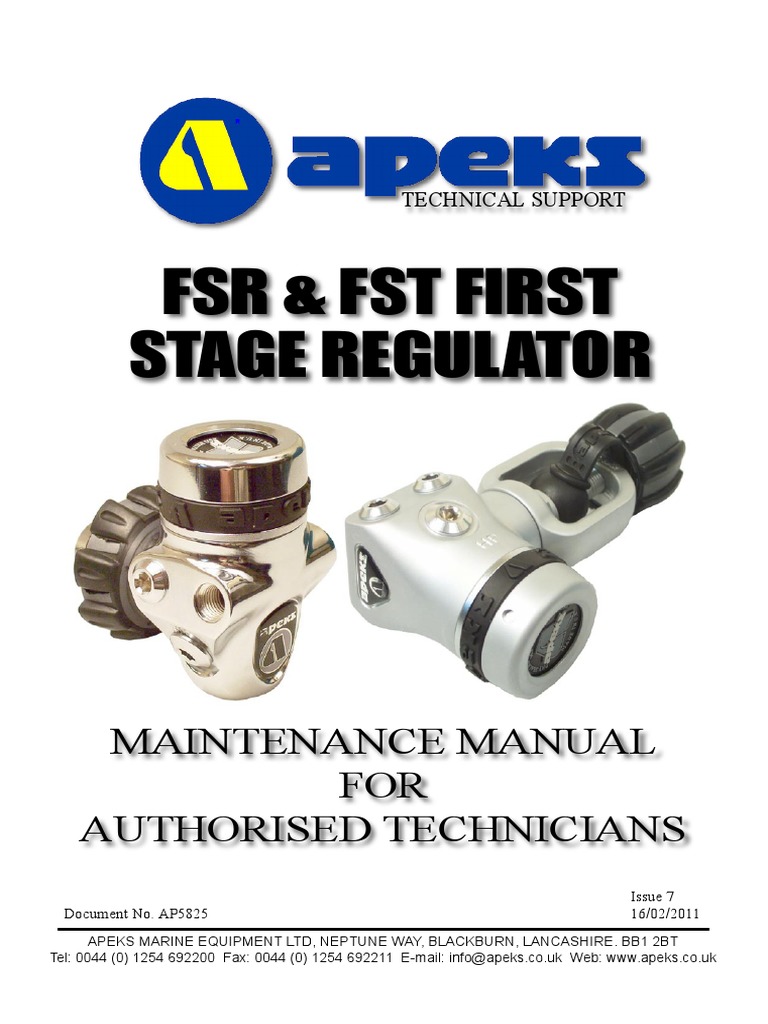 FSR & FST First Stage Regulator: Maintenance Manual FOR Authorised ...