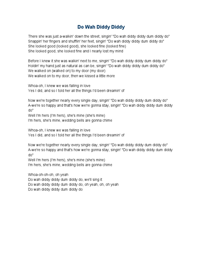 Do Wah Diddy Diddy | PDF