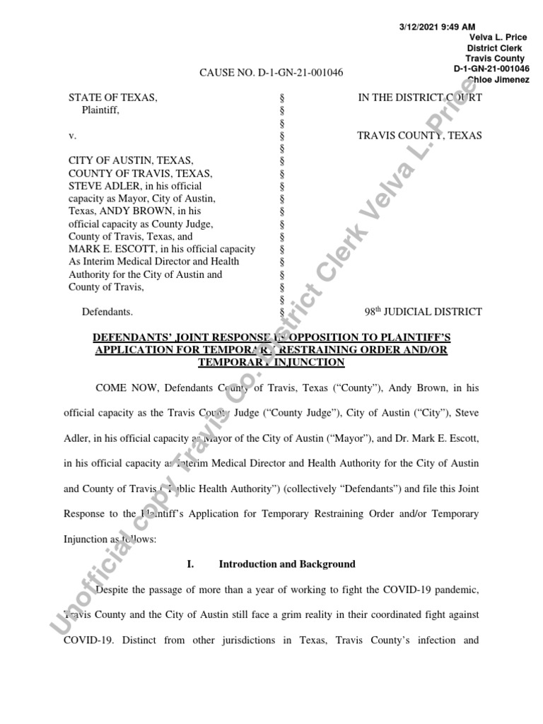 CoA's Response To Texas | PDF | Federal Preemption | Nuisance
