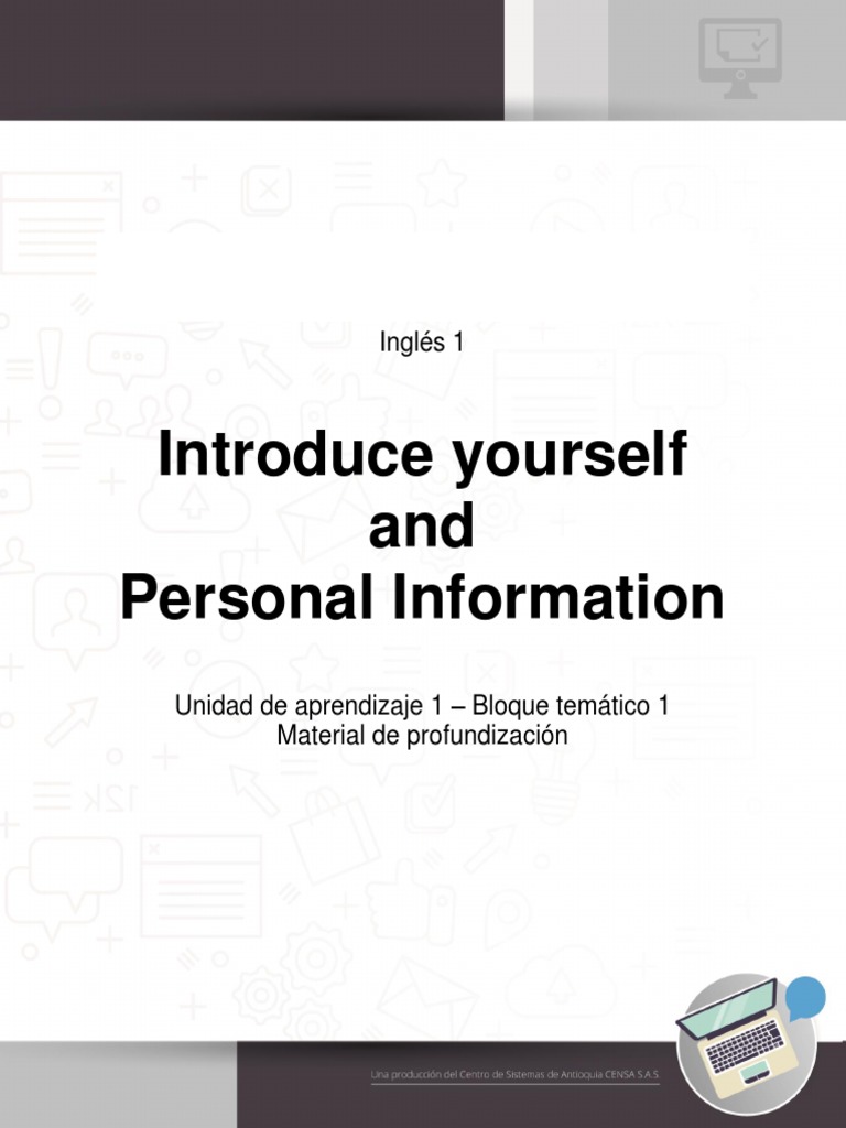 Introduce Yourself and Personal Information: Inglés 1 | PDF | Language ...