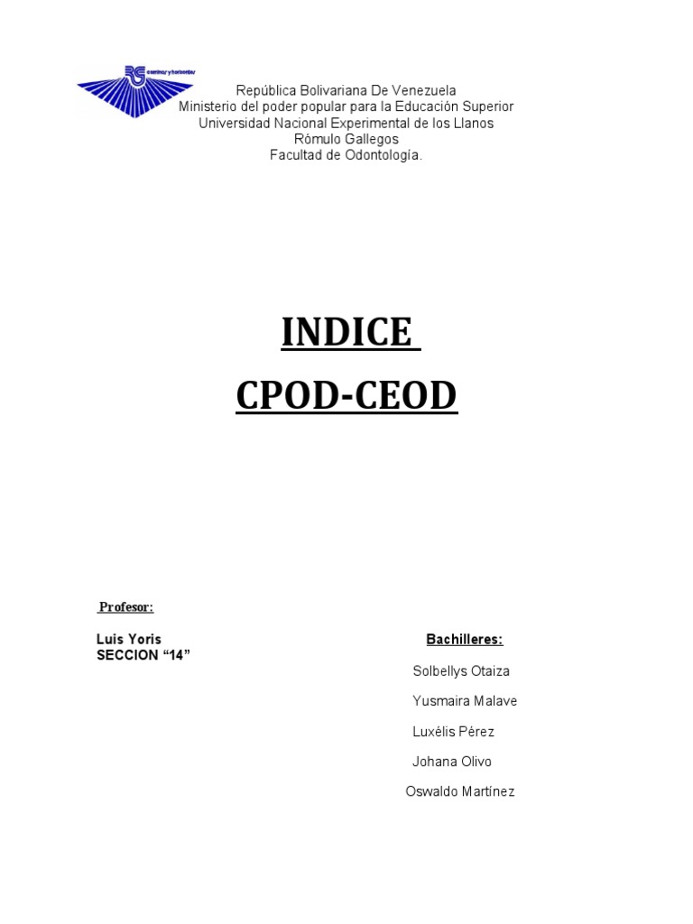 Informe CPOD-CEOD | PDF | Odontología | Diente