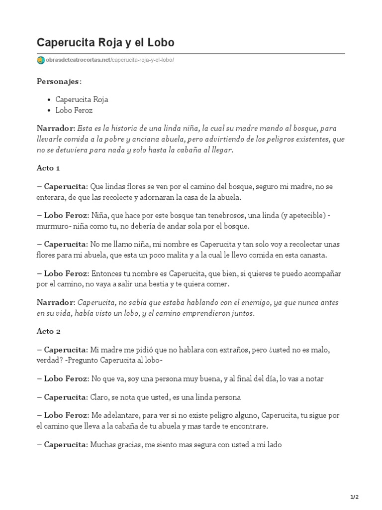 Caperucita Roja Obra de Teatro | PDF | Caperucita Roja