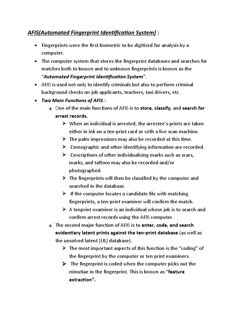 AFIS (Automated Fingerprint Identification System) :: Arrest Records ...