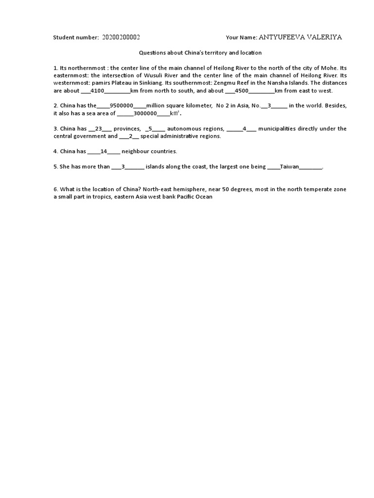 Questions For Territory and Location Antyufeeva | PDF | Social Science