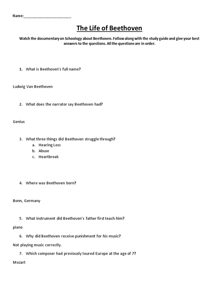 Beethoven Study Guide | Download Free PDF | Ludwig Van Beethoven ...