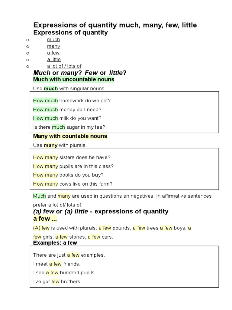 Expressions of Quantity | PDF | Noun | Plural