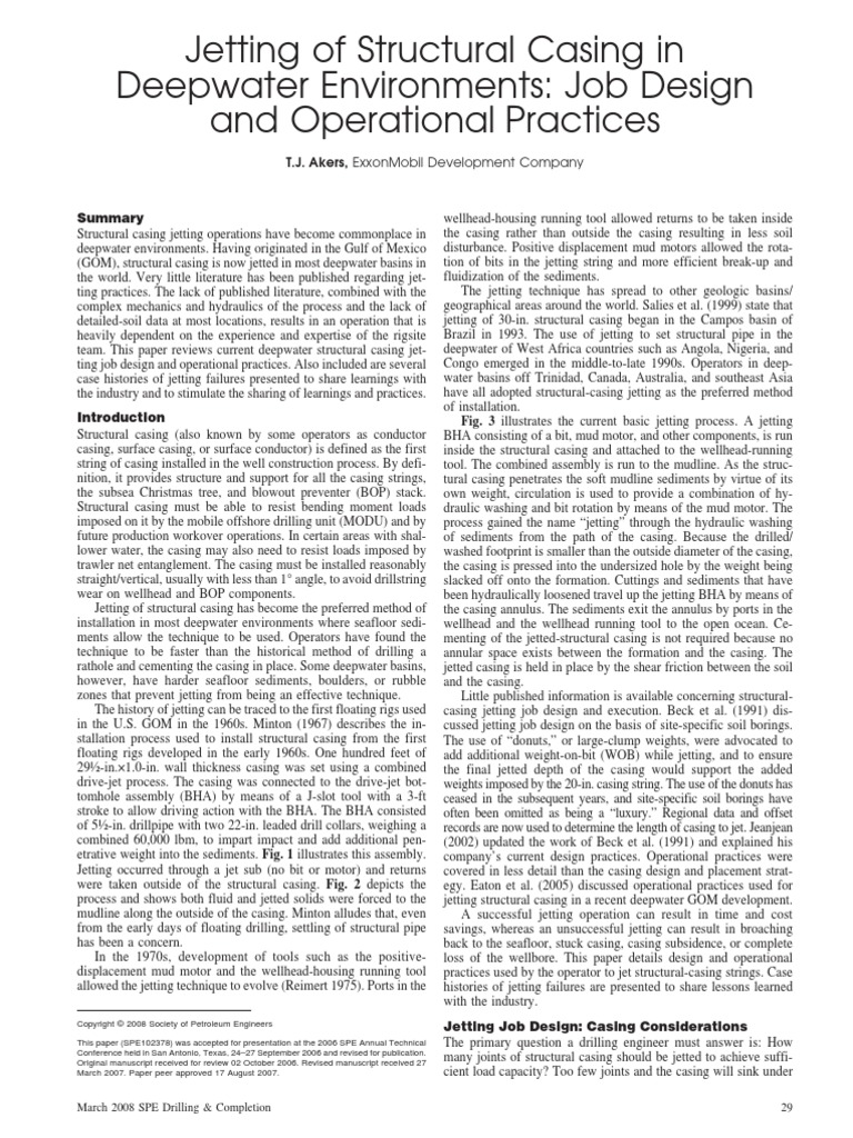 Akers, T. J. (2006) - Jetting of Structural Casing in Deepwater ...