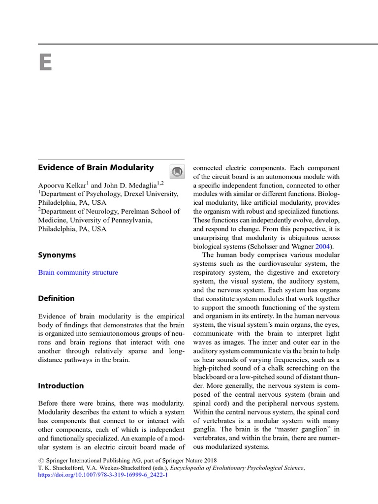 Evidence of Brain Modularity | PDF | Dorsolateral Prefrontal Cortex ...