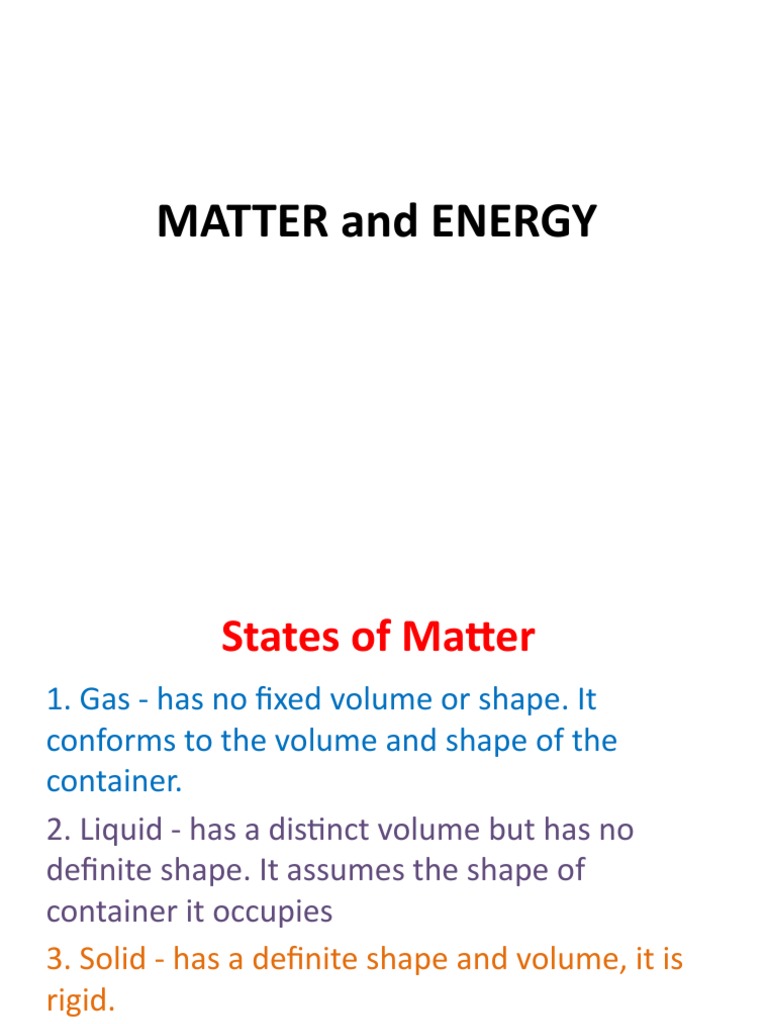 Matter and Energy Overview | PDF | Mixture | Matter