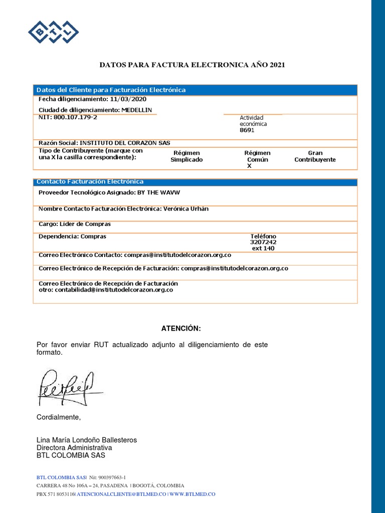 Datos para Factura Electronica | PDF