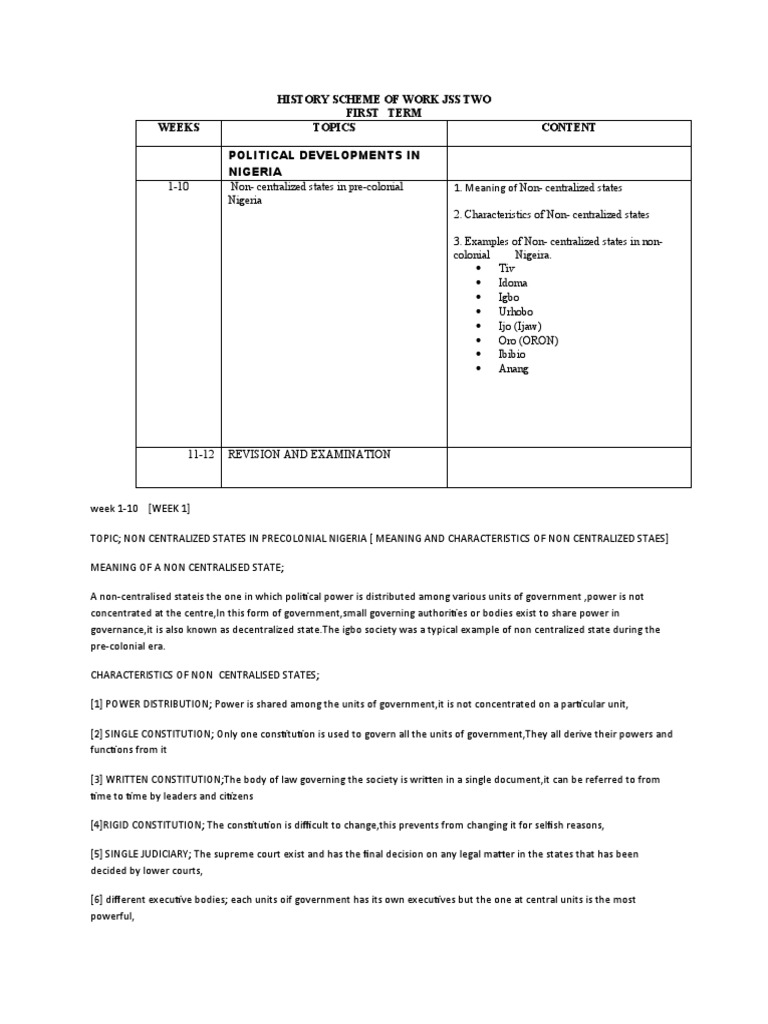 HISTORY jss2 First Term Enotes | PDF | Nigeria