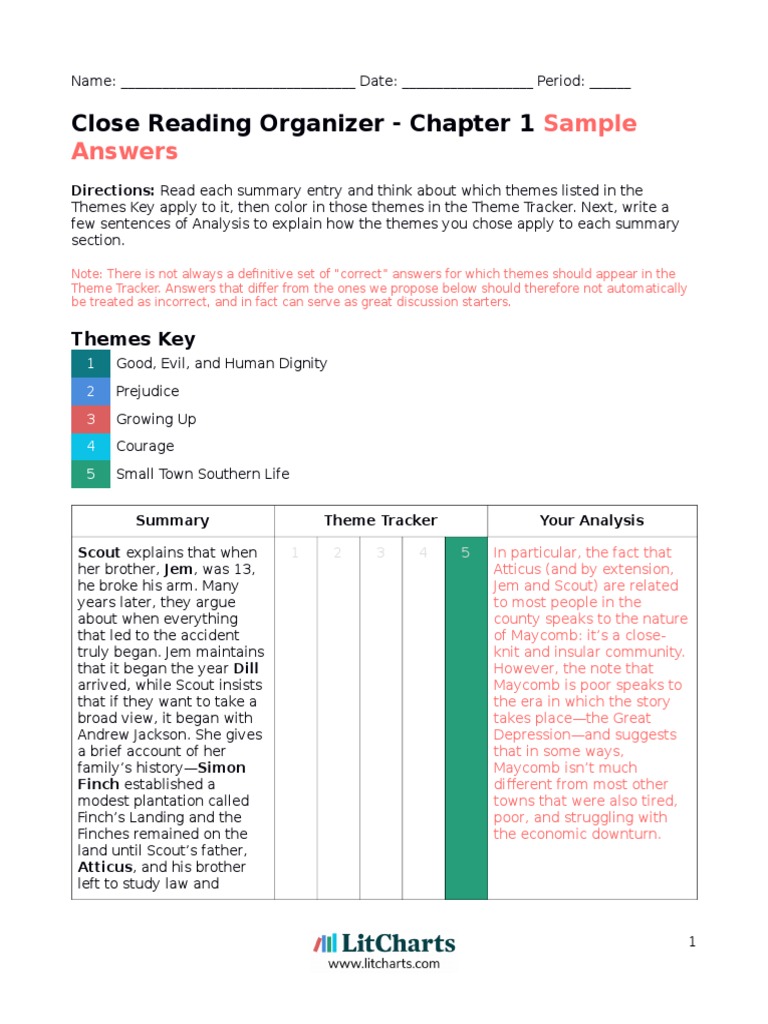 Chapter 1 Reading Sample Answers | PDF | To Kill A Mockingbird