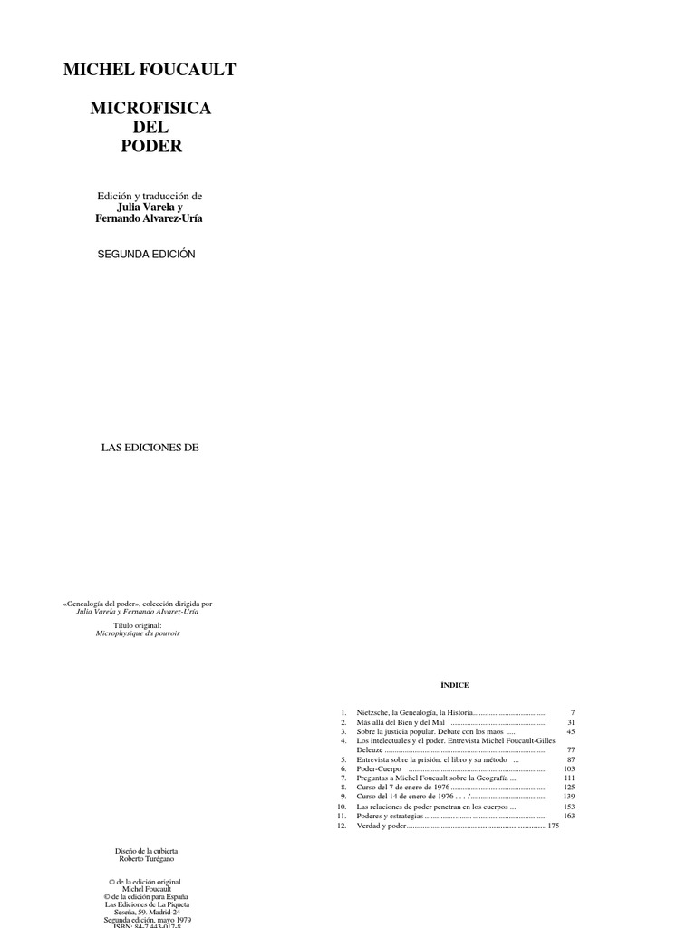 Michel Foucault - Microfisica Del Poder (Ed. La Piqueta) | PDF ...