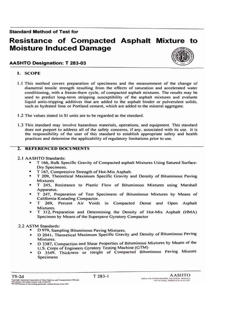 Aashto T283 | PDF | Asphalt | Road Surface