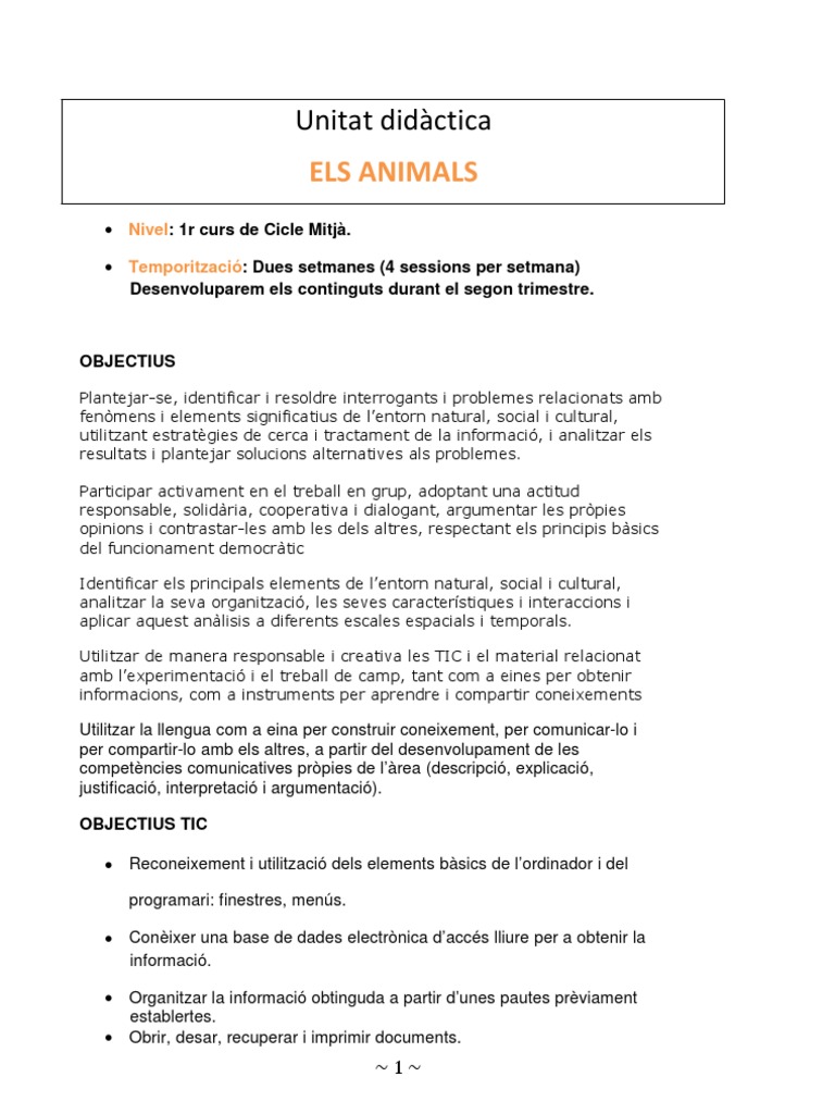 Projecte Animals | PDF