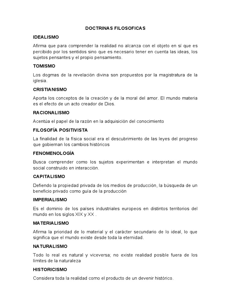 Doctrinas Filosóficas Clave | PDF | Realidad | Movimientos filosóficos