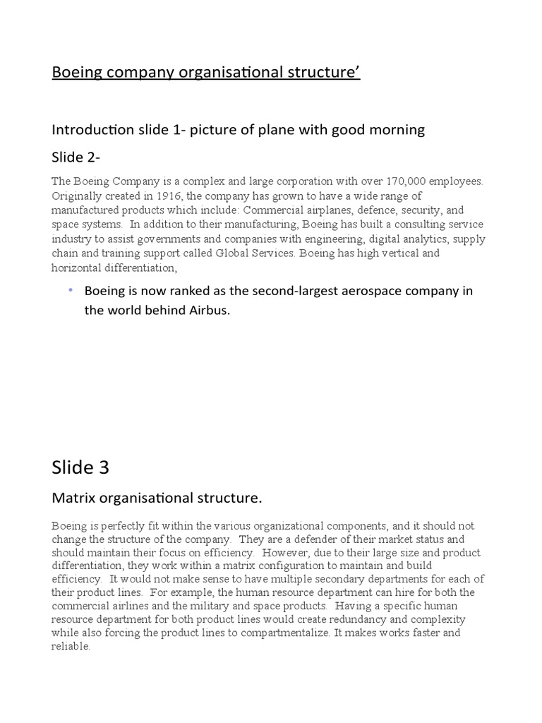 Anlysis of Boeing Company | PDF | Organizational Structure | Business