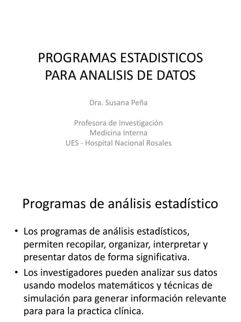 Programas Estadisticos para Analisis de Datos Clase Modulo II Curso de ...